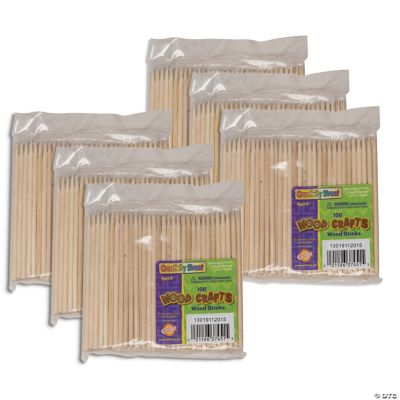 Creativity Street Wood Sticks ,4.5", Natural, 100 Sticks Per Pack, 6 Packs