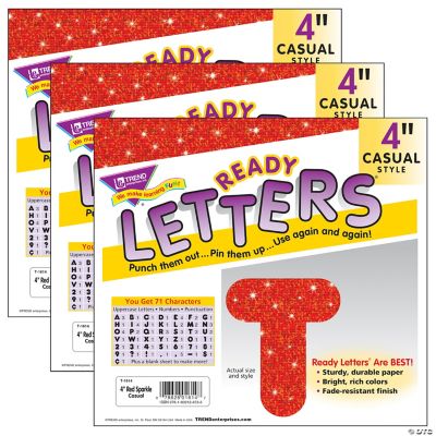 TREND Red Sparkle 4" Casual Uppercase Ready Letters, 3 Packs | Oriental ...