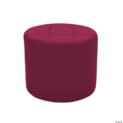 Tufted Round Ottoman 16" Height - Raspberry