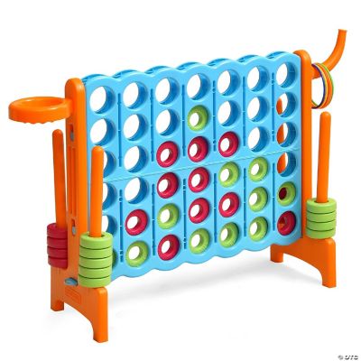 Costway 4-in-A Row Giant Game Set w/Basketball Hoop for Family Orange ...