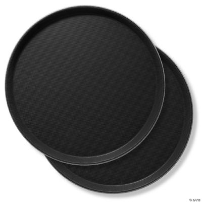 Jubilee (2pc) 14" Round Restaurant Serving Trays, Black - NSF, Non-Slip ...