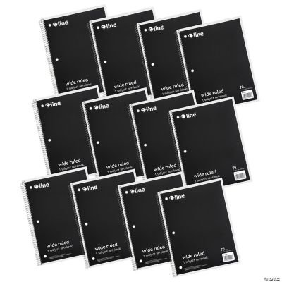 C-Line 1-Subject Notebook, 70 Page, Wide Ruled, Black, Pack of 12 ...