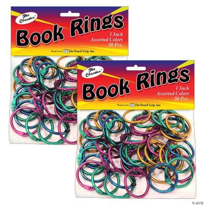 The Pencil Grip Book Rings, Assorted Colors, 50 Pack Per Pack, 2 Packs ...