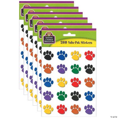 Teacher Created Resources Colorful Paw Print Stickers Valu-Pak, 260 ...