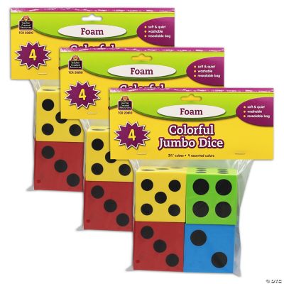 Teacher Created Resources Foam Colorful Jumbo Dice, 4 Per Pack, 3 Packs ...
