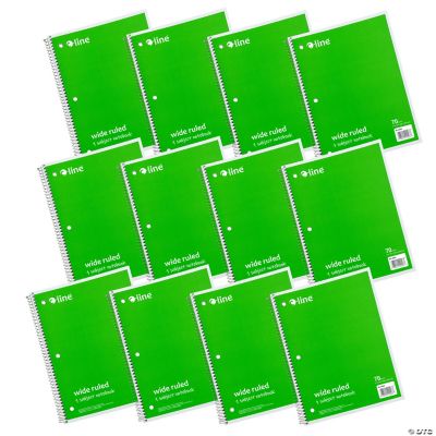 C-Line 1-Subject Notebook, 70 Page, Wide Ruled, Green, Pack of 12 ...