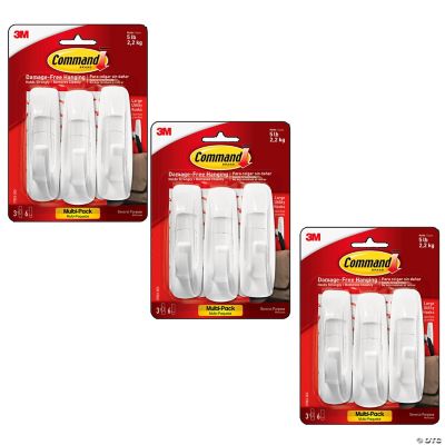 3M Command Large Utility Hooks Multi-Pack, 3 Per Pack, 3 Packs ...