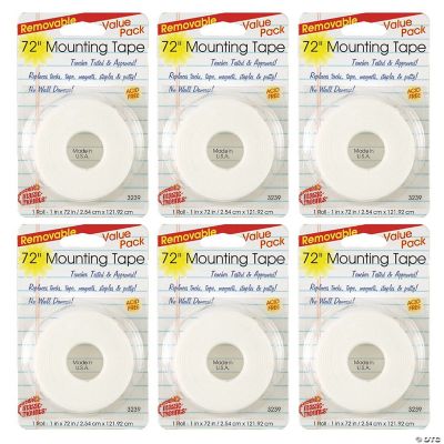 Magic-Mounts Removable Mounting Tape, 1" x 72", 6 Rolls