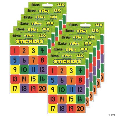 Eureka Numbers (1-20) Theme Stickers, 120 Per Pack, 12 Packs | Oriental ...