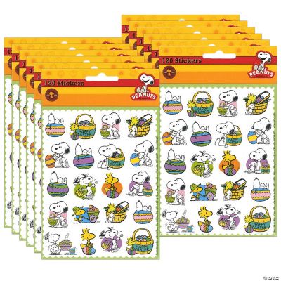 Eureka Peanuts Easter Theme Stickers, 120 Per Pack, 12 Packs