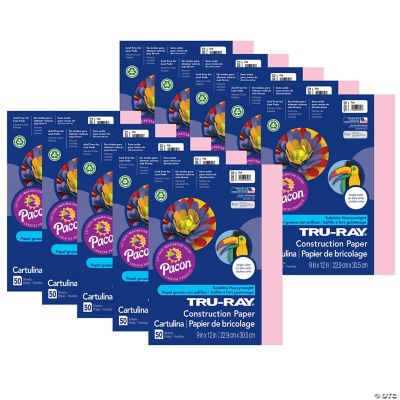 Tru-Ray Construction Paper, Pink, 9" x 12", 50 Sheets Per Pack, 10 Packs