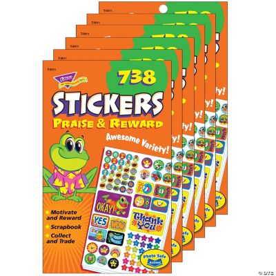 TREND Praise & Reward Sticker Pad, 738 Sticker Per Pad, Pack of 6