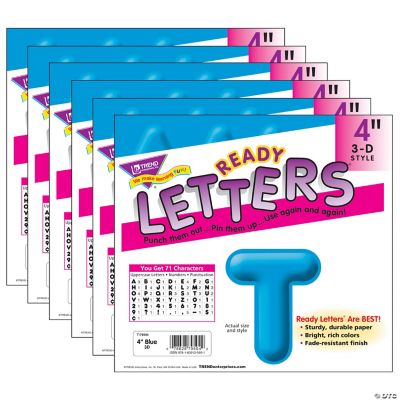 TREND Blue 4" 3-D Uppercase Ready Letters, 6 Packs