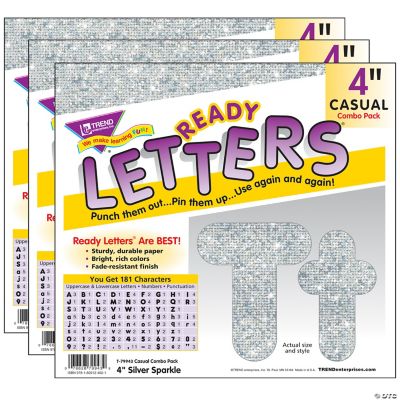 TREND Silver Sparkle 4" Casual Combo Ready Bulletin Board Letters, 3 ...