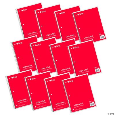 C-Line 1-Subject Notebook, 70 Page, Wide Ruled, Red, Pack of 12 ...