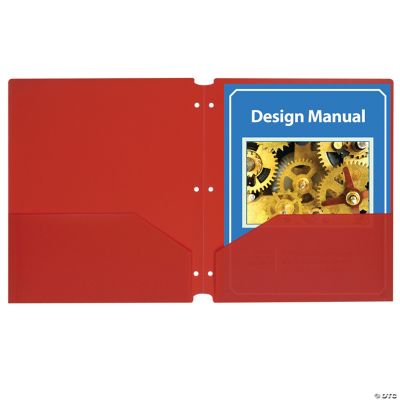 C-Line Two-Pocket Poly Portfolios with Three-Hole Punch, Red, Box of 25 ...