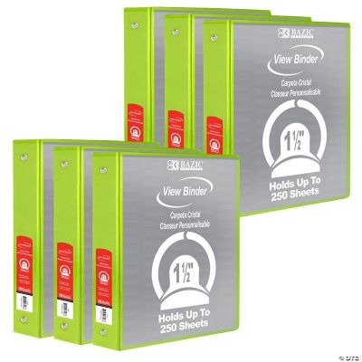 BAZIC Products 3-Ring View Binder with 2 Pockets, 1.5", Lime Green ...