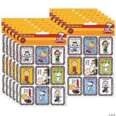 Eureka Peanuts Motivational Sticker, 36 Per Pack, 12 Packs