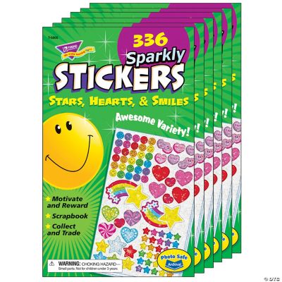 TREND Sparkly Stars, Hearts, & Smiles Sticker Pad, 336 Stickers Per Pad ...
