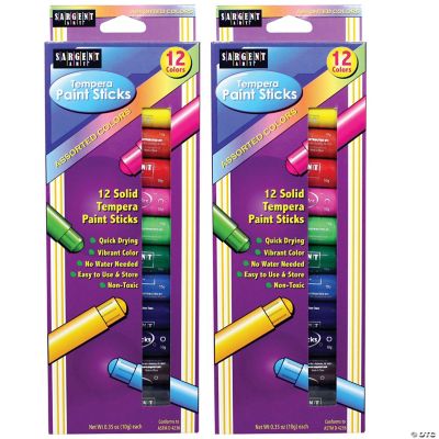 Sargent Art Tempera Paint Sticks, Assorted Colors, 12 Per Pack, 2 Packs ...