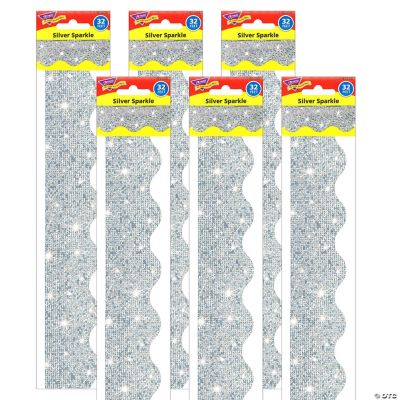 TREND Silver Sparkle Bulletin Board Borders Terrific Trimmers, 32.5 ...
