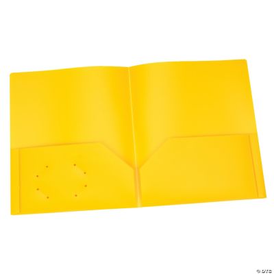 Oxford Poly Two Pocket Portfolio, Yellow, Pack of 25