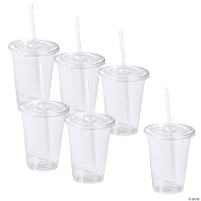 Bulk 48 Ct. Clear Disposable Plastic Cups with Lids & Straws