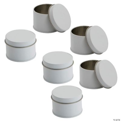 Bulk 48 Pc. White Round Metal Favor Tins | Oriental Trading