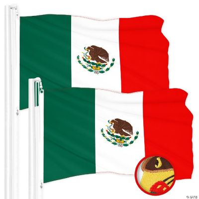 G128 1x1.5ft 2PK Mexico Embroidered 210D Polyester Flag | Oriental Trading