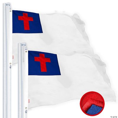 G128 3x5ft 2PK Christian Embroidered 220GSM Spun Polyester Flag ...