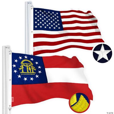 G128 Combo 6x10ft USA & Georgia Embroidered 220GSM Spun Polyester Flag ...
