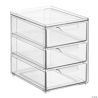 mDesign Plastic 3 Drawer Stackable Organizer for Bathroom Storage, Clear