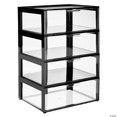 mDesign Plastic Office Storage Stack Organizer with Drawer, 4 Pack ...