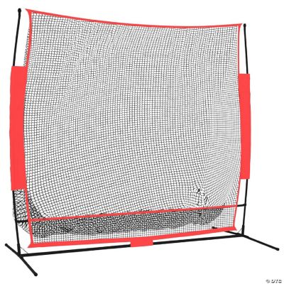 vidaXL Portable Baseball Net Black and Red 84.6"x42.1"x85" Polyester