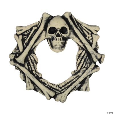 Skull Head and Bones Halloween Wreath - 18" Unlit