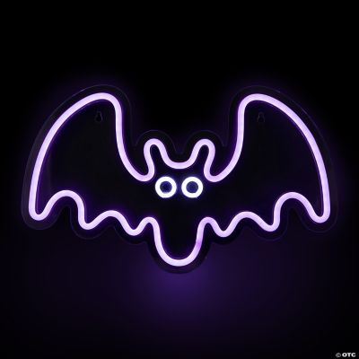 15" Purple LED Lighted Neon Style Purple Bat Halloween Window Silhouette