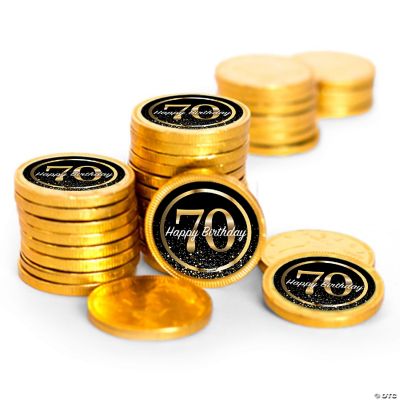 84ct 70th Birthday Candy Party Favors Chocolate Coins (84 Count) - Gold ...