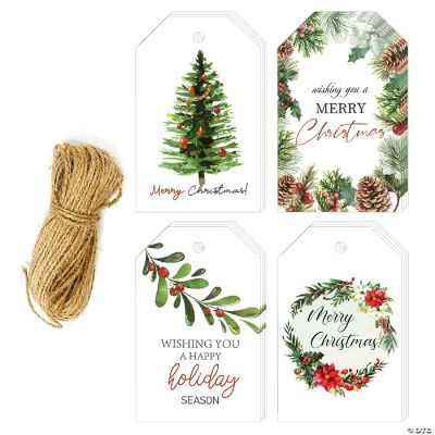 Wrapables Merry Christmas Gift Tags/Kraft Hang Tags with Jute Strings ...