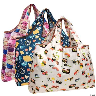 Wrapables Large Foldable Tote Nylon Reusable Grocery Bag, 3 Pack ...