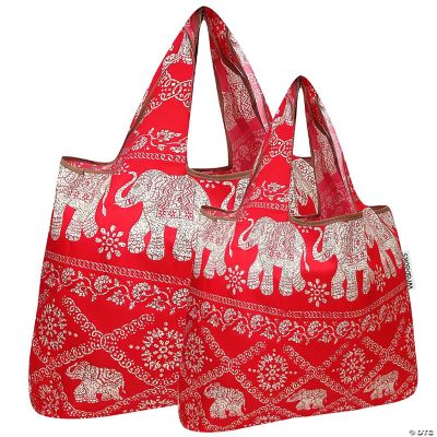 Wrapables Large & Small Foldable Tote Nylon Reusable Grocery Bags, Set ...