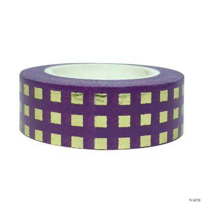 Wrapables® Colorful Washi Masking Tape, Gold Squares on Purple