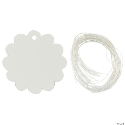 Wrapables White Flower Gift Tags/Kraft Hang Tags with Free Cut Strings ...