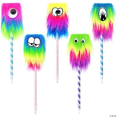 Wrapables Rainbow Fluffy Monster Pens (Set of 5) | Oriental Trading