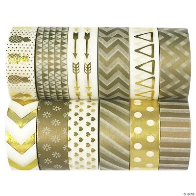 Wrapables Glitz n Glam Gold & Gold Foil Washi Tapes Decorative Masking ...
