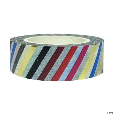 Wrapables® Colorful Washi Masking Tape, Diagonal Rainbow Stripes ...