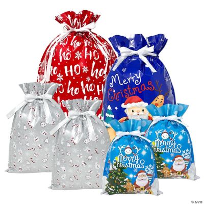 Wrapables Blue & Silver Aluminum Foil Holiday Drawstring Christmas Gift ...
