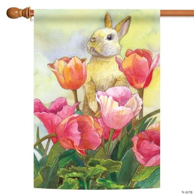 Toland Home Garden 28" x 40" Bunny Tulip House Flag