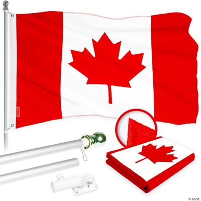 G128 Combo 6ft Black Flagpole & 3x6ft Canada Embroidered 300D Polyester ...