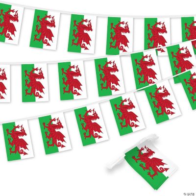 G128 8.2x5.5IN Flag Pieces 33FT Full String, Wales Printed 150D ...