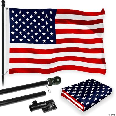 G128 Combo 5ft Black Flagpole & 2x3ft USA Printed 150D Polyester Flag ...